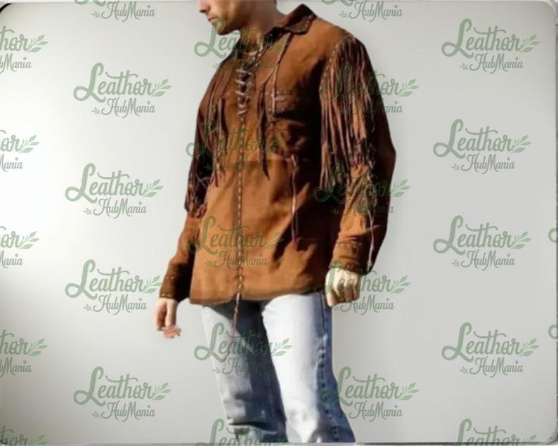 Men’s Buckskin Leather Cowboy Shirt | Native American Fringes | Vintage ...