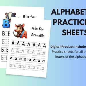 Alphabet Writing Practice for Preschoolers With Cute Animal Letters - Etsy