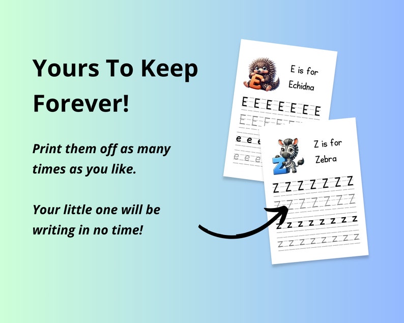 Alphabet Writing Practice for Preschoolers With Cute Animal Letters - Etsy