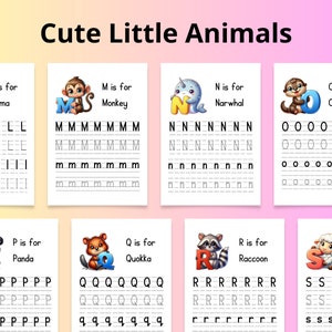 Alphabet Writing Practice for Preschoolers With Cute Animal Letters - Etsy
