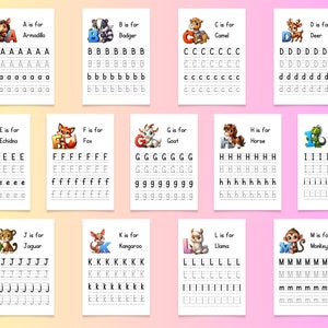 Alphabet Writing Practice for Preschoolers With Cute Animal Letters - Etsy