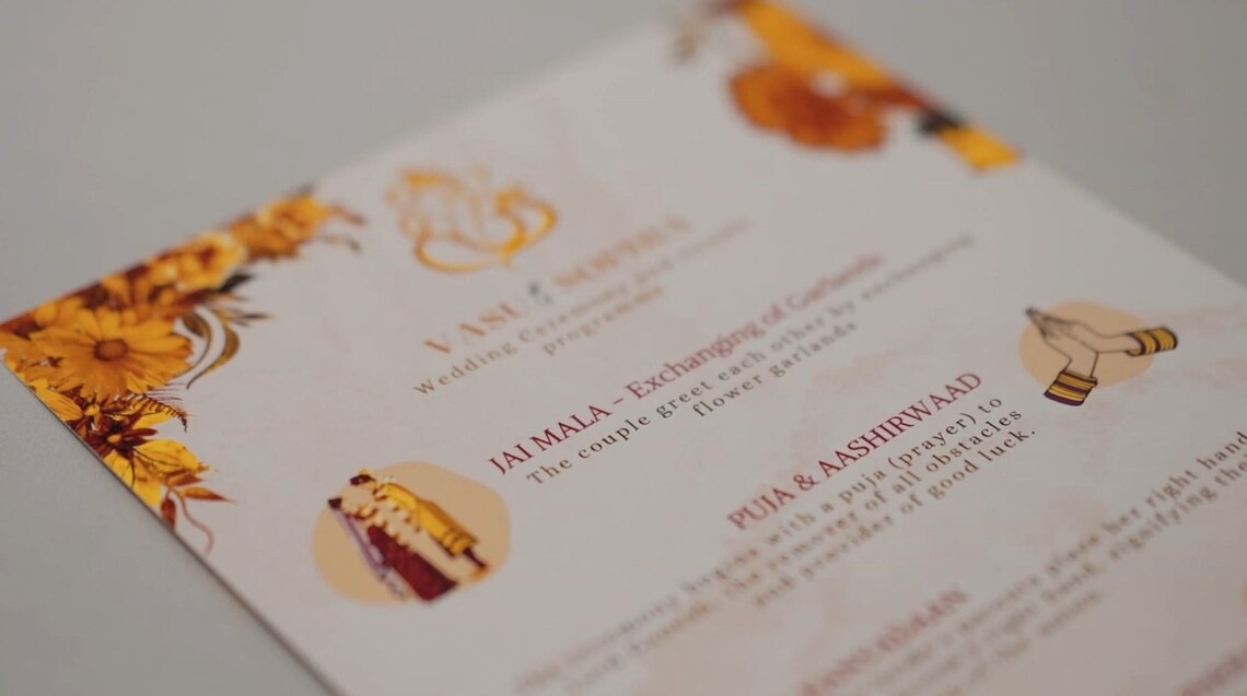 Personalised Hindu Indian Wedding Programme Template, Itinerary ...