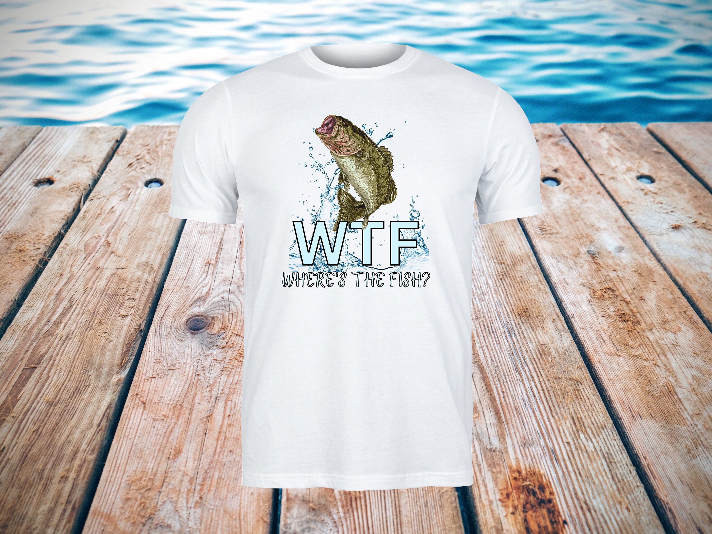 WTF Where's the Fish PNG Funny Fishing Graphic for Fisherman Shirts ...