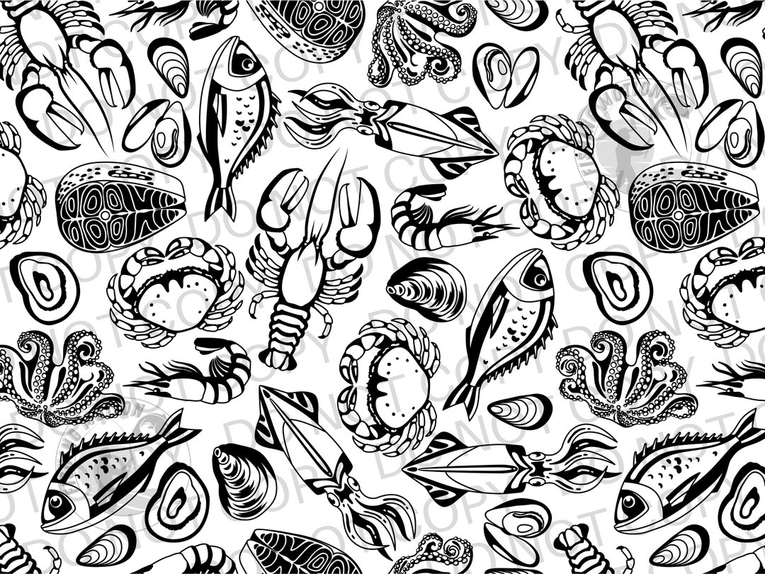 Seafish, Crab Lobster Pattern SVG, PNG,PDF Graphic Digital Download ...