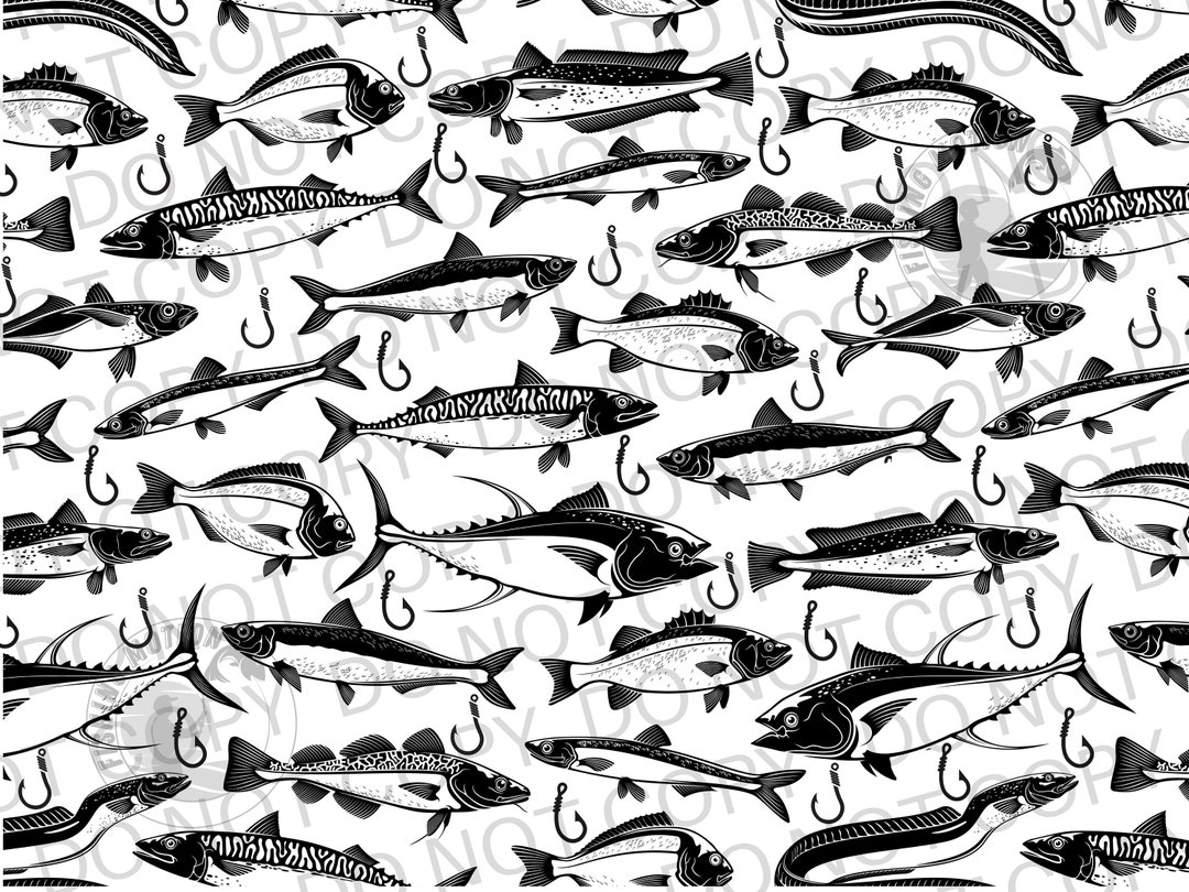 Fishing Pattern SVG, PNG Graphic Digital Download Fishermen Salt Water ...