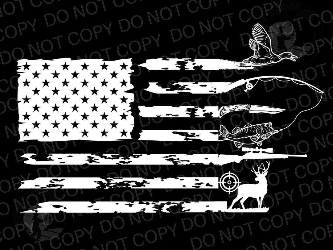Fishing and Hunting American Flag SVG, PNG Graphic Digital Download ...