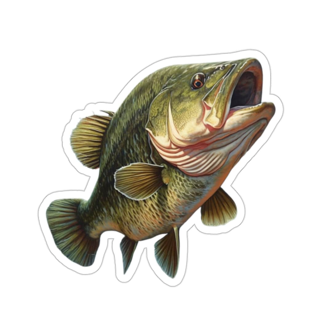 Large Mouth Bass Fishing Sticker, Bass Fishing Gift, Fisherman Sticker ...