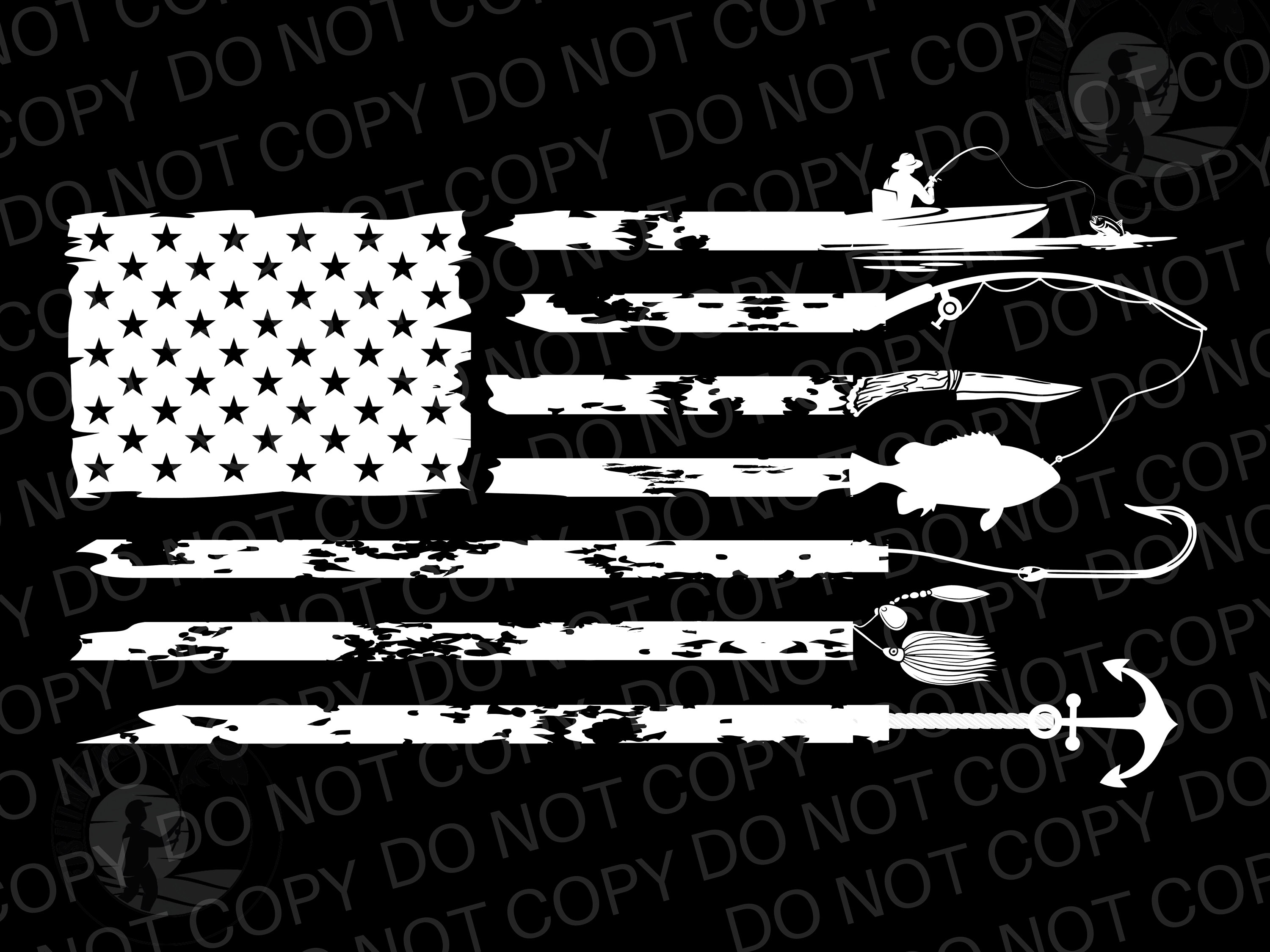 Fishing American Flag Distressed SVG, PNG Graphic Digital Download ...