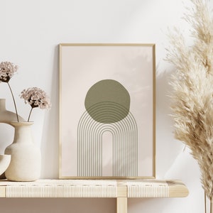 Green Boho Style Boho Wall Art Printable Mid Century Art Prints Set of ...