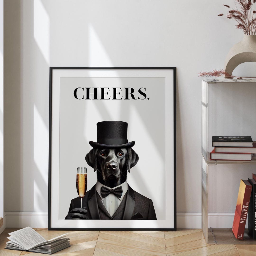 Cheers Dog Wall Art | Classy Pet Printable | Funny Bar Decor Digital ...