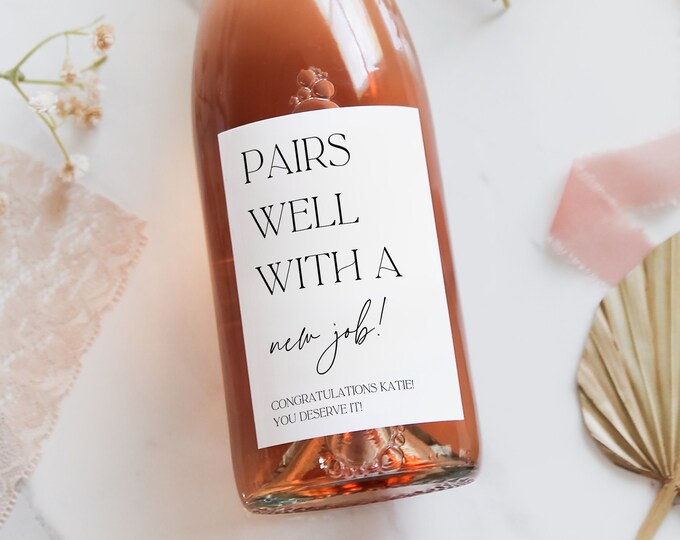 Pairs Well With Wine Label Graduation Champagne Custom Labels Master ...