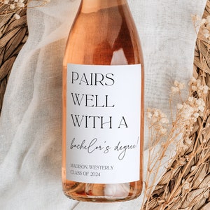 Pairs Well With Wine Label Master Degree Bachelors Graduation Labels ...