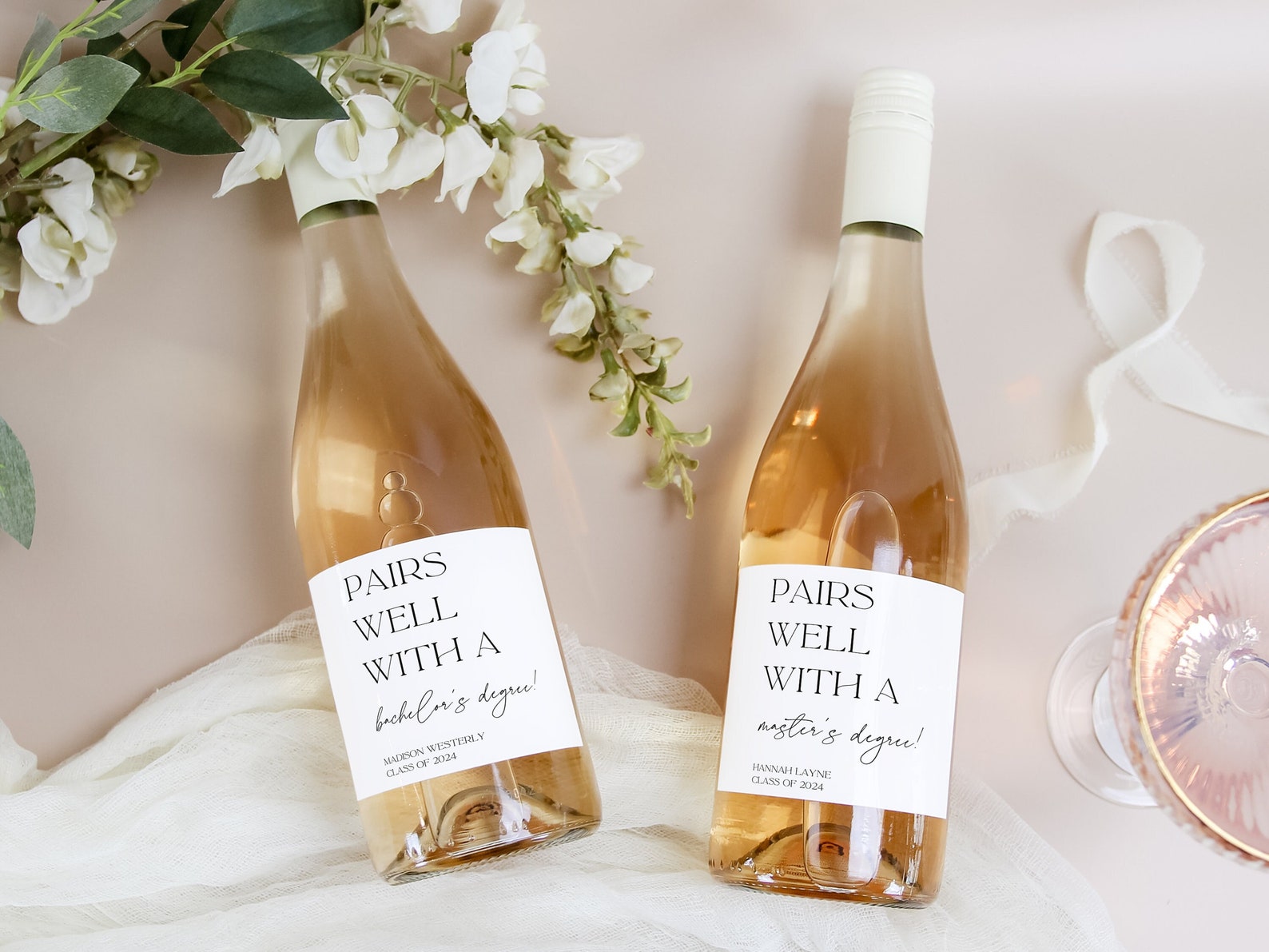 Pairs Well With Wine Label Master Degree Bachelors Graduation Labels ...
