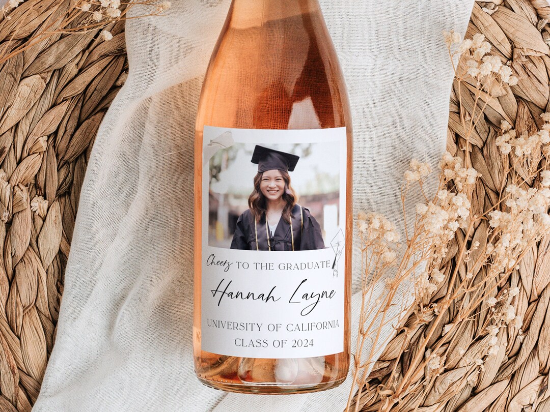 Graduation Label Wine Custom Photo Champagne Grad Party Label Pairs ...