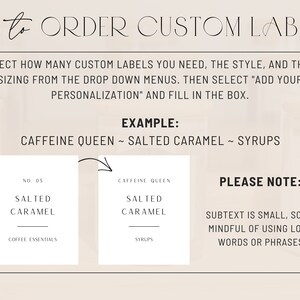 Coffee Bar Organization Labels Kitchen Labels Custom Labels Stickers ...