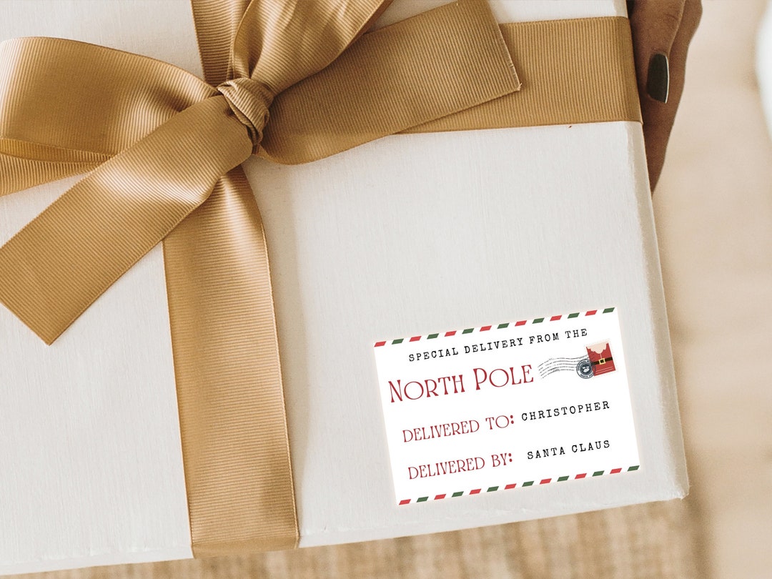 From Santa Gift Tags Holiday Name Custom Santa Label From Santa Clause ...