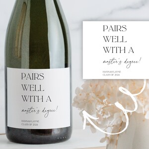 Pairs Well With Wine Label Master Degree Bachelors Graduation Labels ...