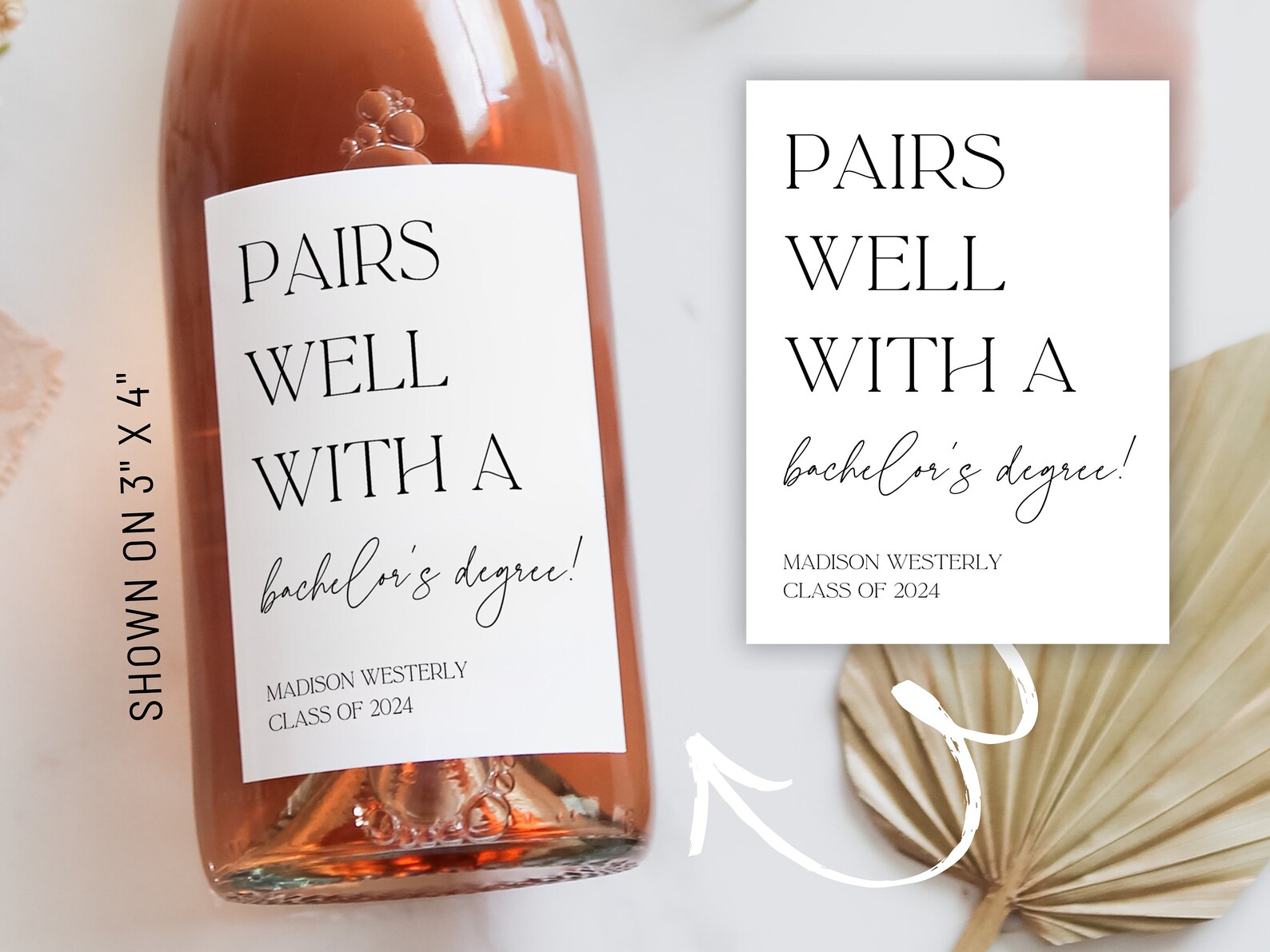 Pairs Well With Wine Label Master Degree Bachelors Graduation Labels ...