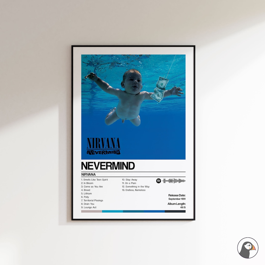 Nirvana Nevermind Album Cover Poster Wall Art Print Art Work A5 A4 A3 ...