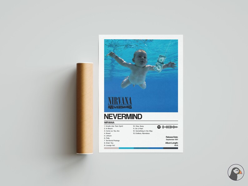 Nirvana Nevermind Album Cover Poster Wall Art Print Art Work A5 A4 A3 ...