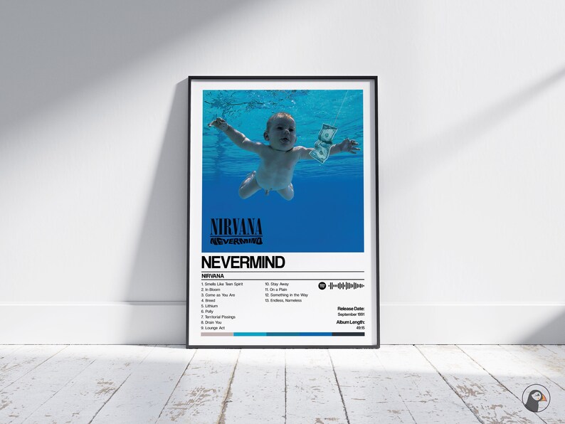 Nirvana Nevermind Album Cover Poster Wall Art Print Art Work A5 A4 A3 ...