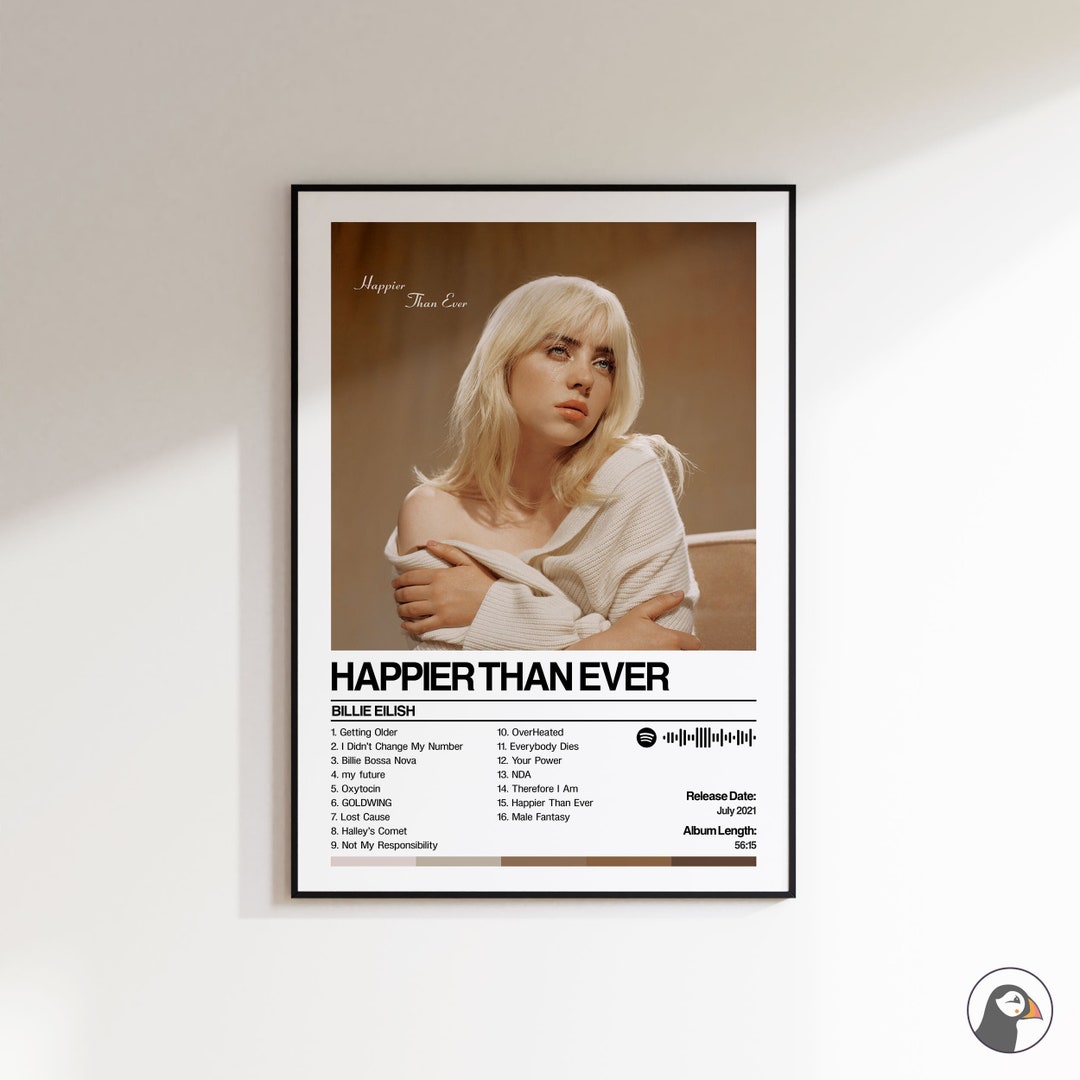 Billie Eilish Happier Than Ever Album Cover Poster Wall Art Print Art Work A5 A4 A3 A2 - Etsy