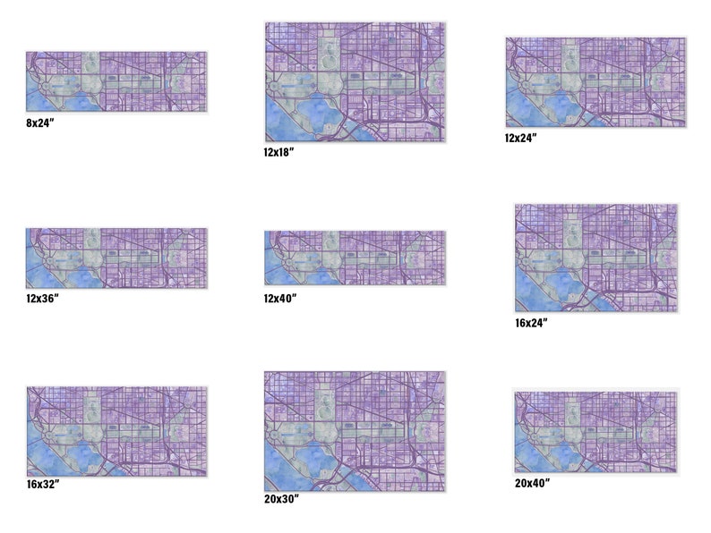 DC Watercolor Map Canvas National Mall, Washington, DC | Watercolor DC ...