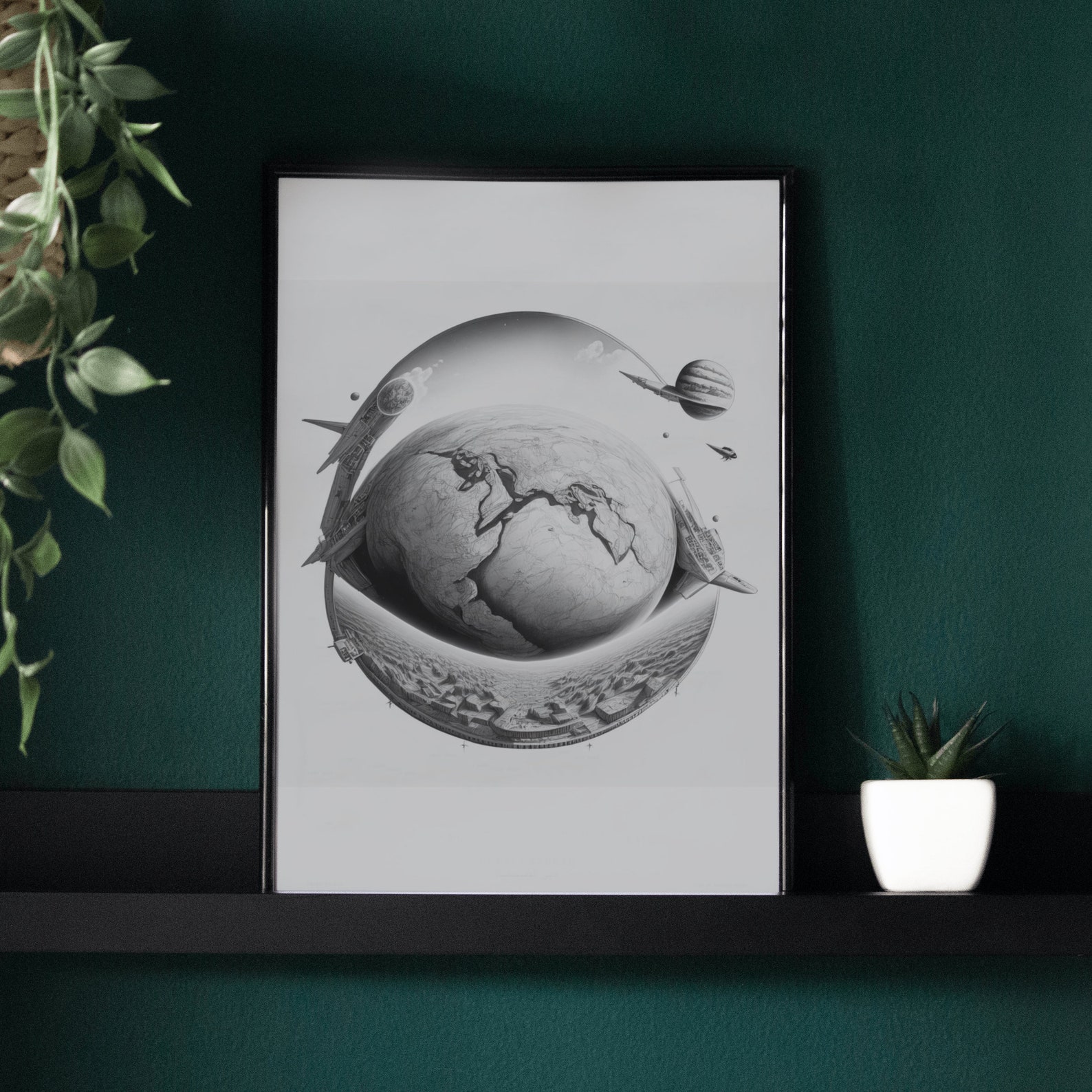 Digital Download | Instant Delivery on Order - Pencil Drawing of Planet ...