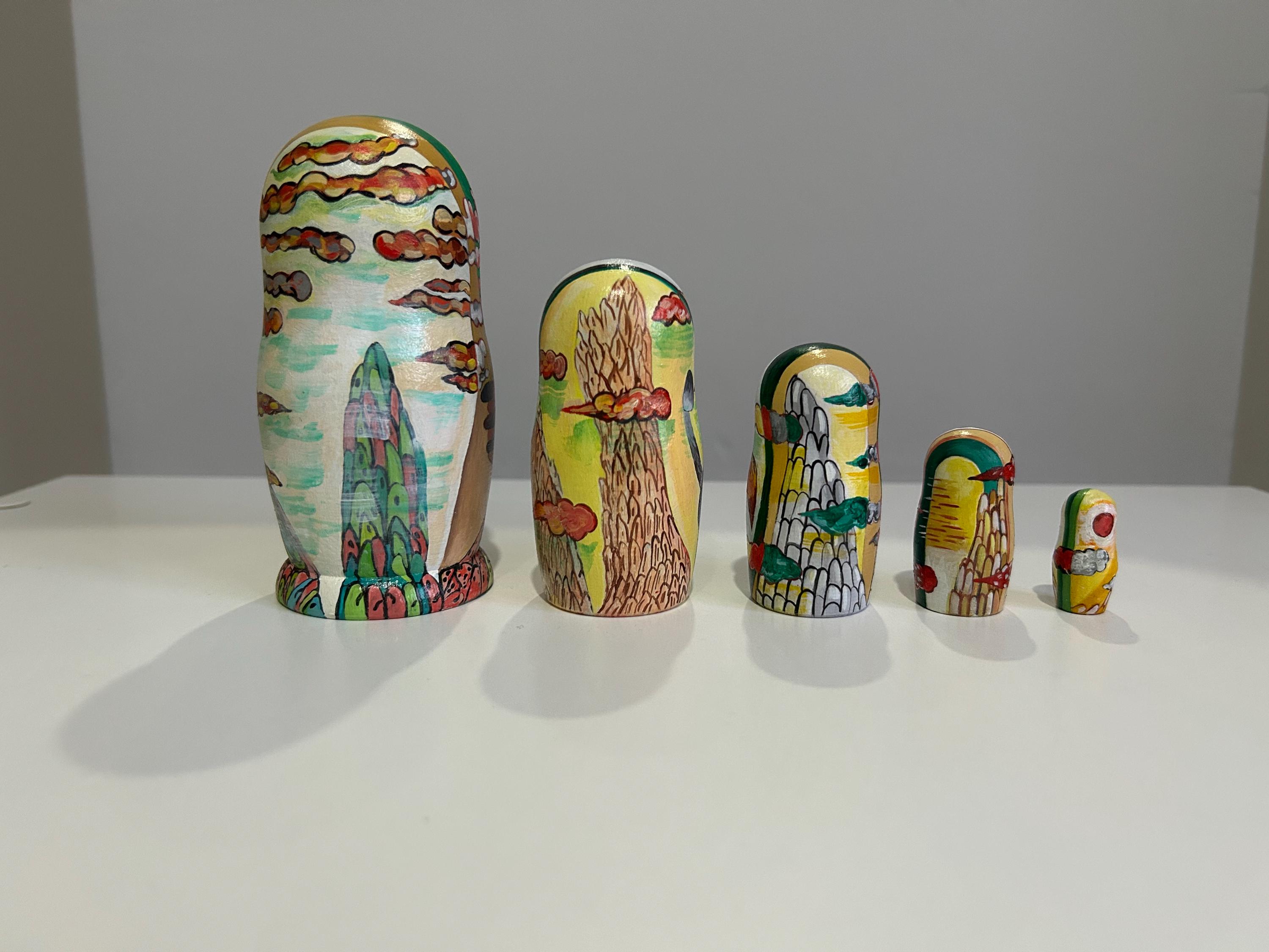 Abstract Modern Matryoshka Hand-painted Animal Nesting Doll Set ...