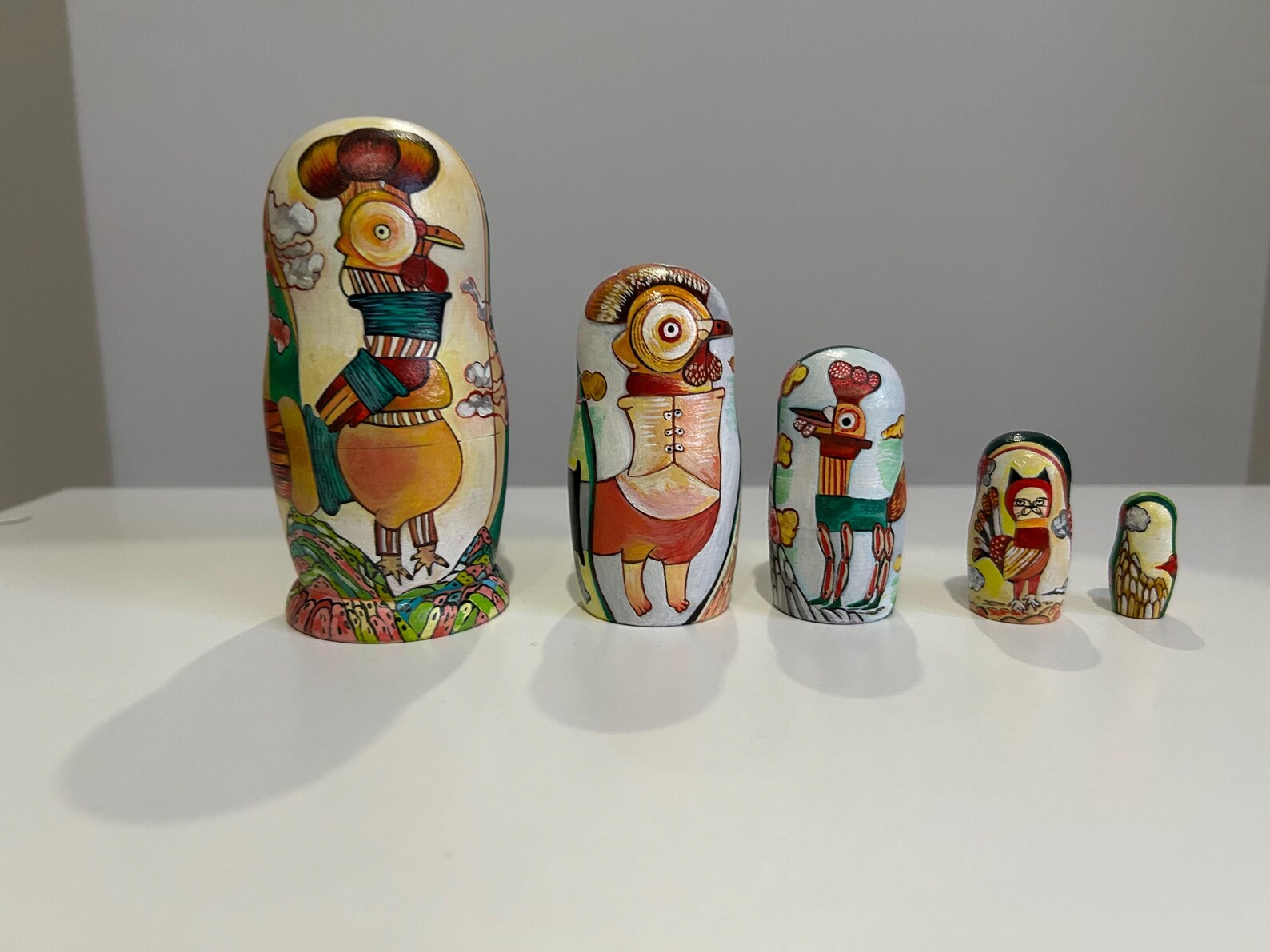 Abstract Modern Matryoshka Hand-painted Animal Nesting Doll Set ...