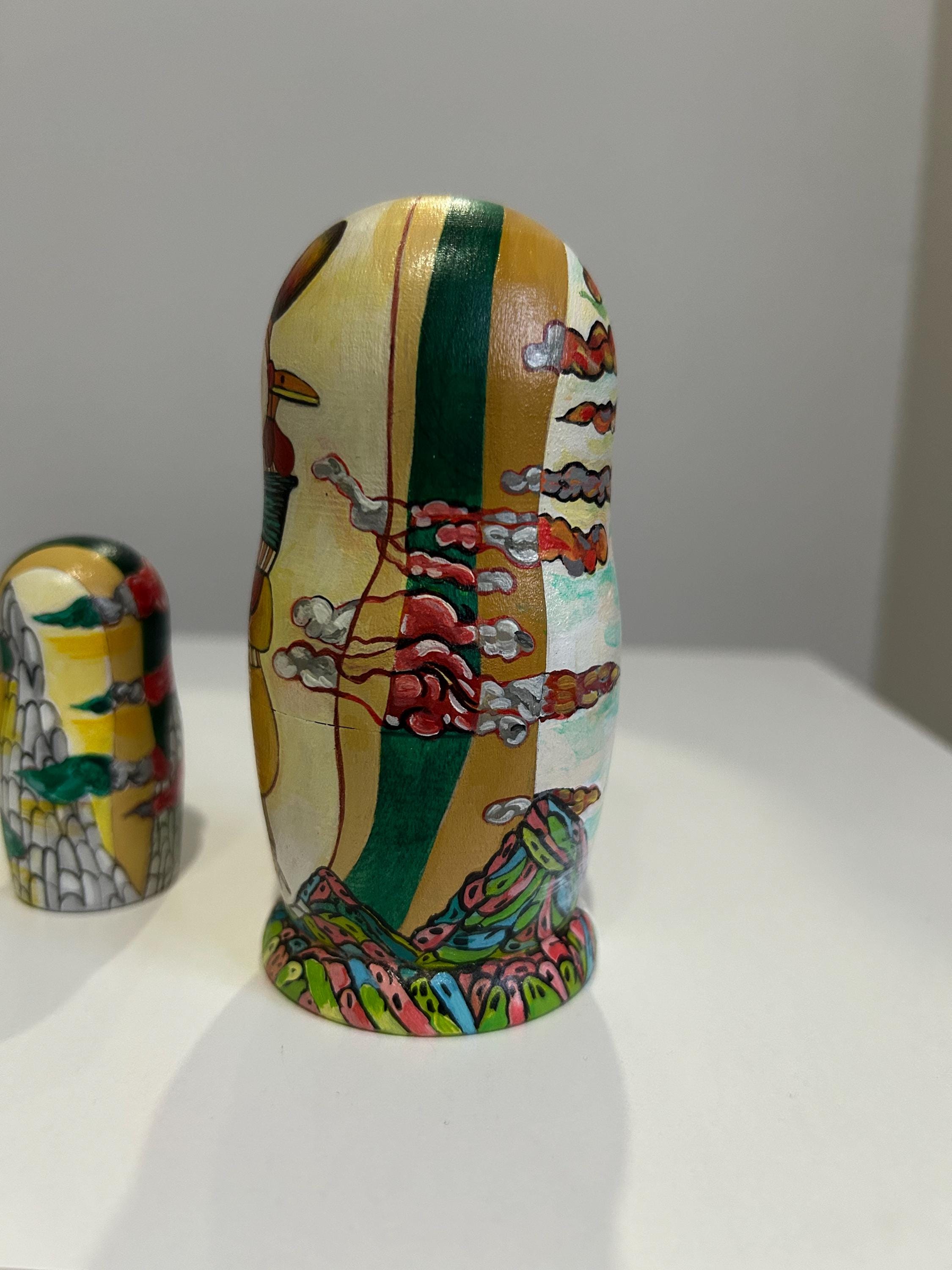 Abstract Modern Matryoshka Hand-painted Animal Nesting Doll Set ...