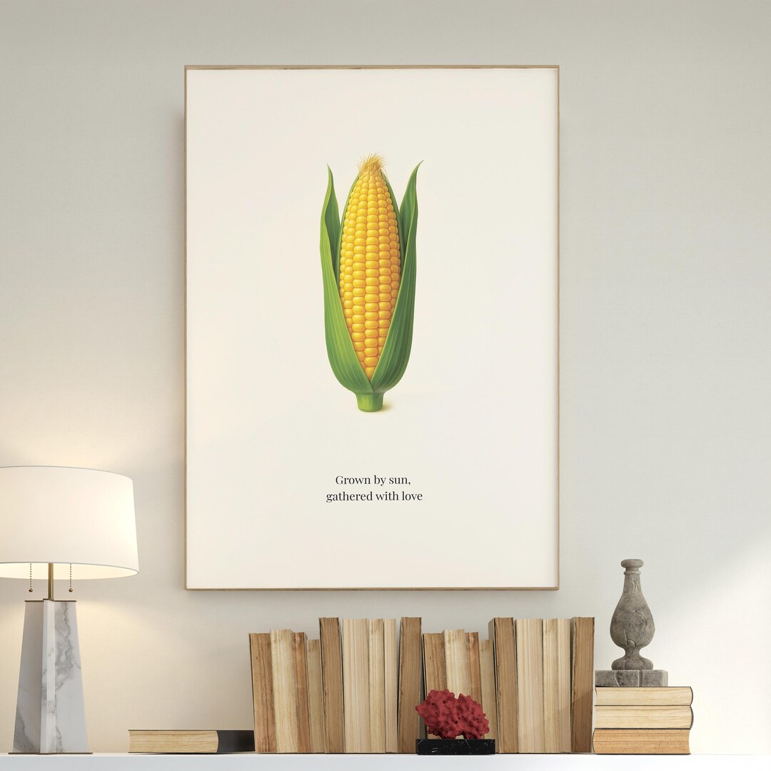 Corn Wall Art Botanical Kitchen Print – Rustic Minimalist Food Poster ...