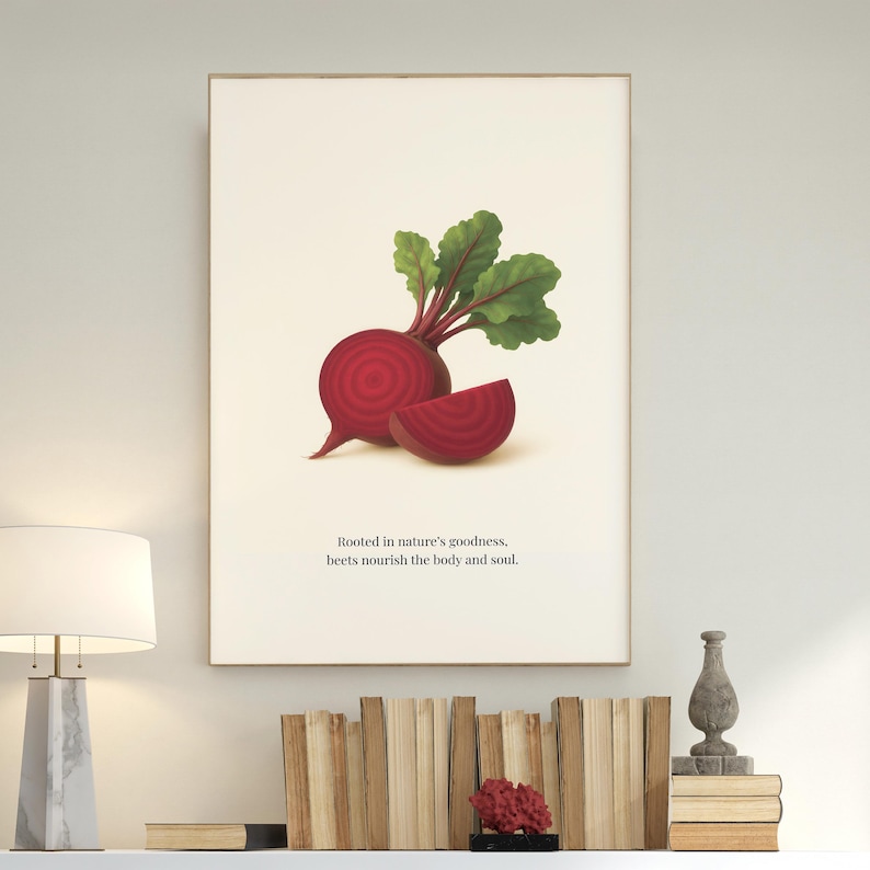Beetroot Botanical Print: Minimalist Root Vegetable Kitchen Wall Art ...