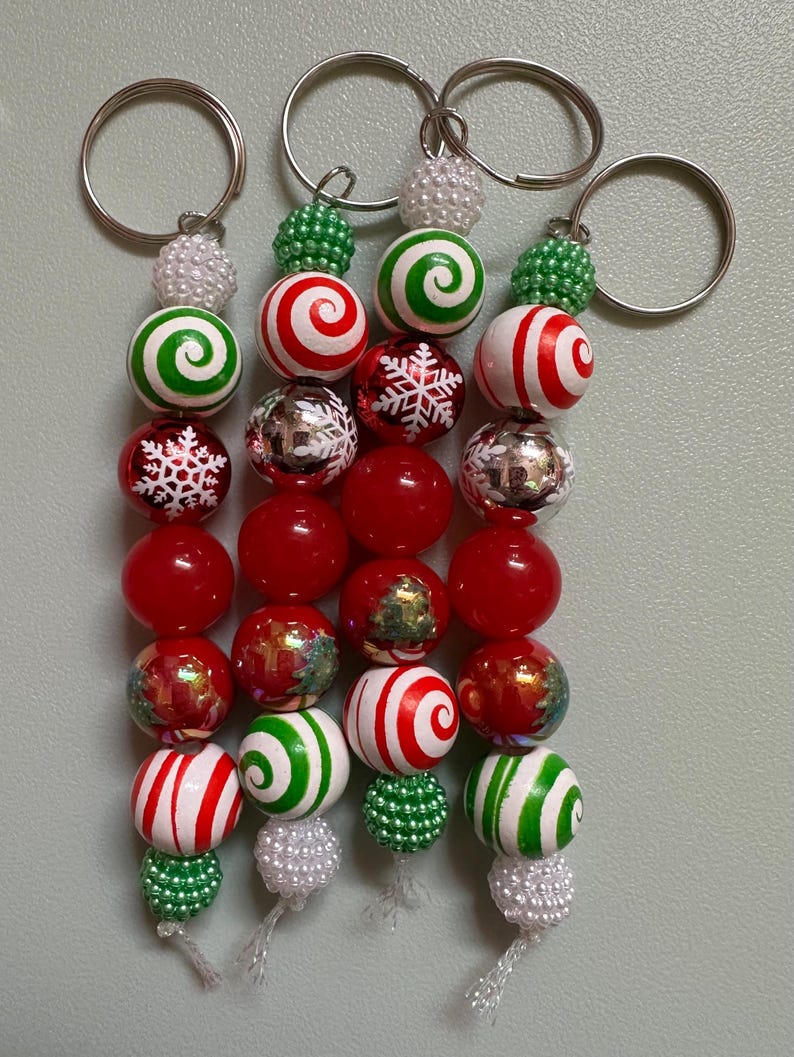 Handmade Beaded Christmas Keychains - Etsy