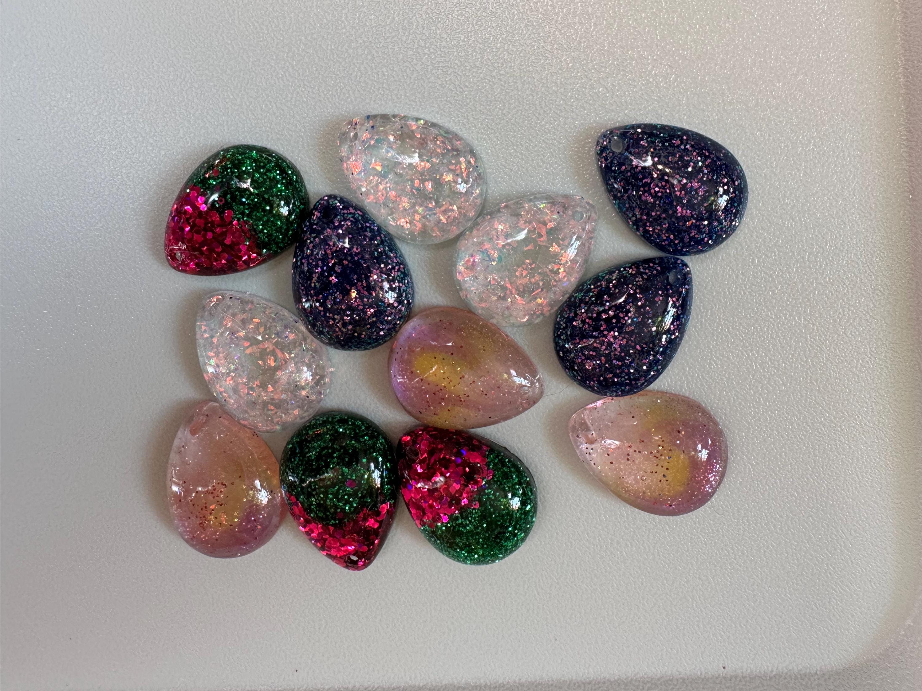 Handmade Clear Resin Holographic Iridescent Glitter Charm; Clear ...