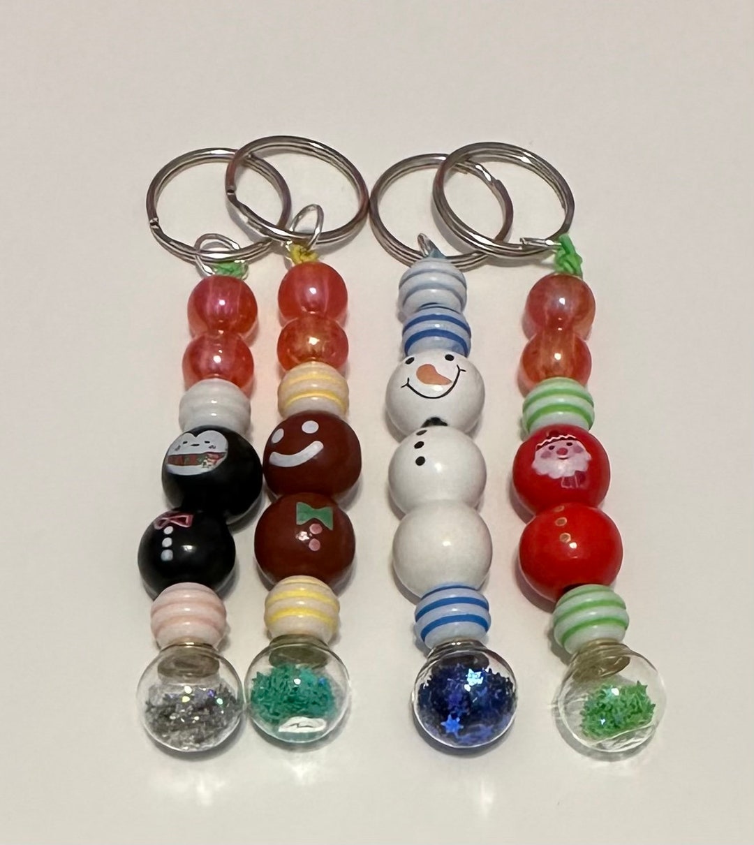Handmade Christmas Keychains - Snowman, Santa, Gingerbread Man, and ...