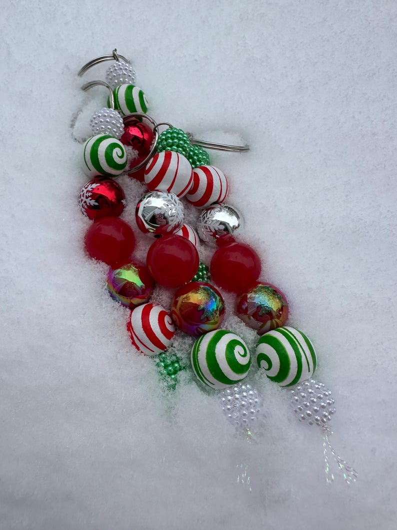 Handmade Beaded Christmas Keychains - Etsy