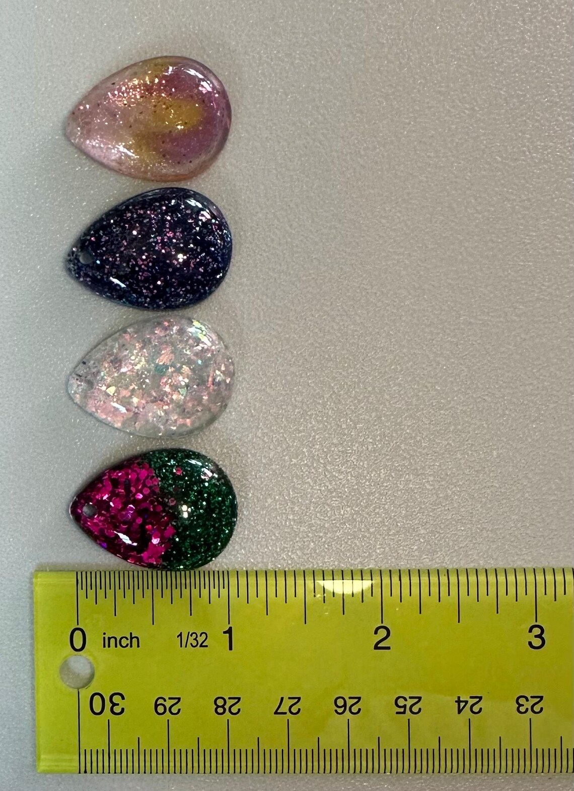 Handmade Clear Resin Holographic Iridescent Glitter Charm; Clear ...