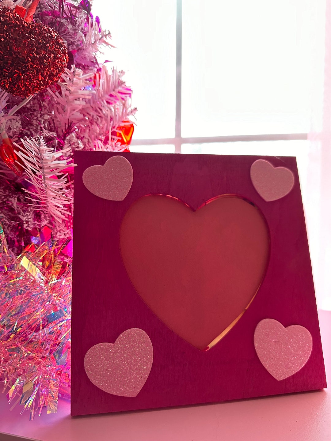 Hand-painted and Hand Decorated Pink Valentine’s Day Heart Picture ...