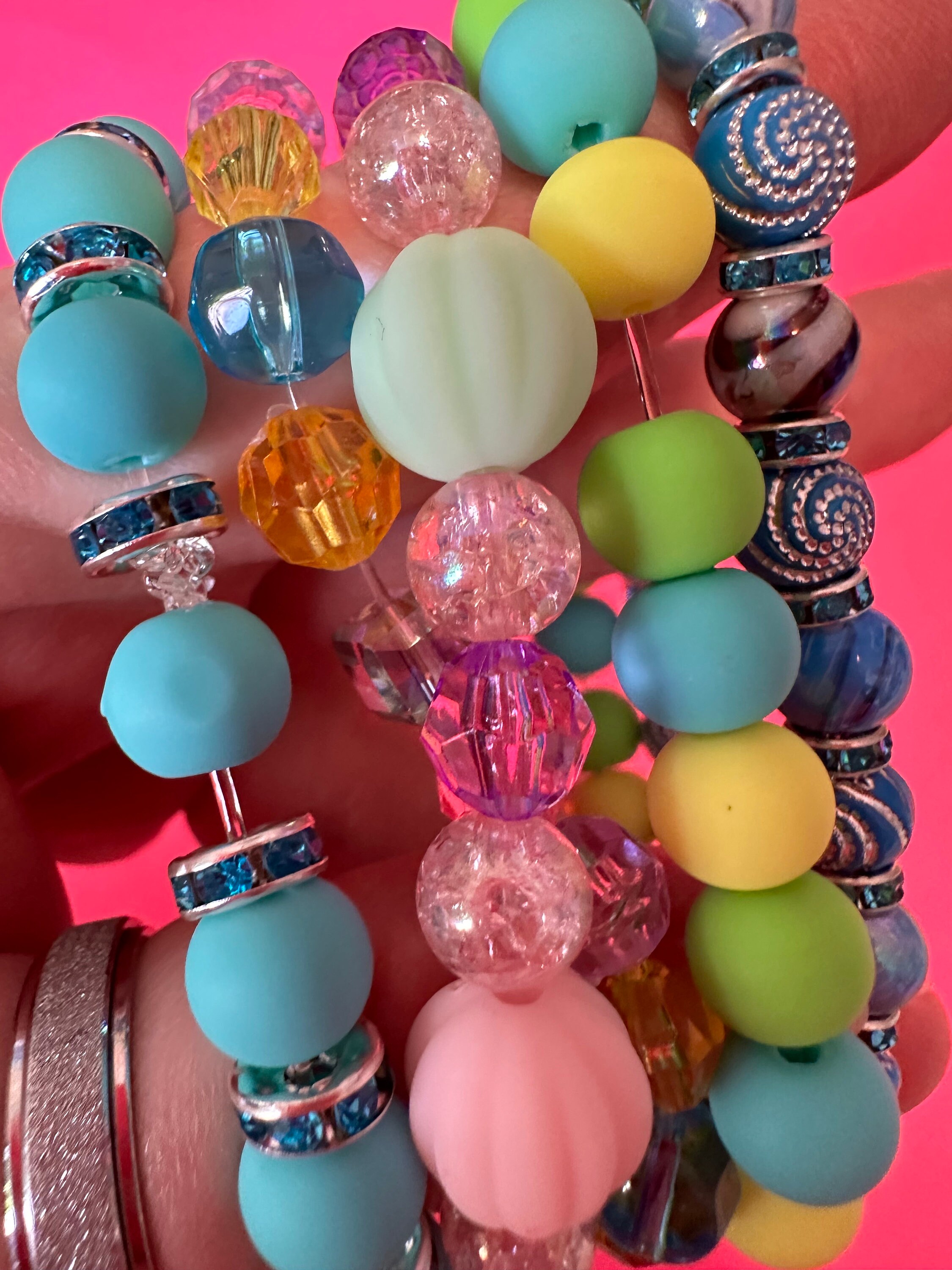 Handmade Brightly Colored Chunky Beaded Bracelets Friendship - Etsy