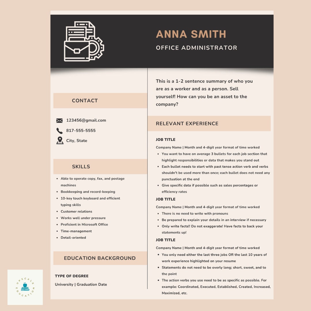 Administrative Assistant Resume Template - Etsy