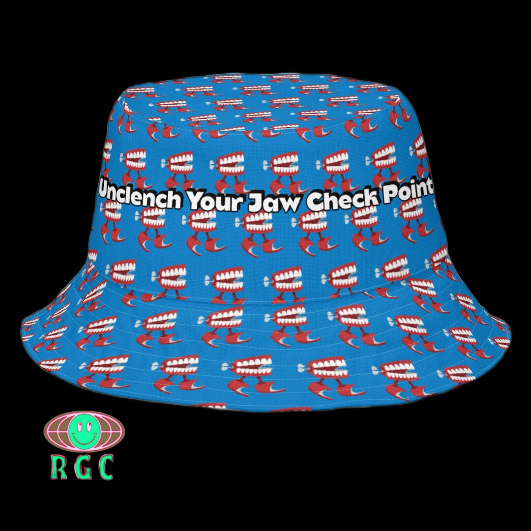 Unclench Your Jaw Check Point Reversible Festival Bucket Meme Hat Rave ...