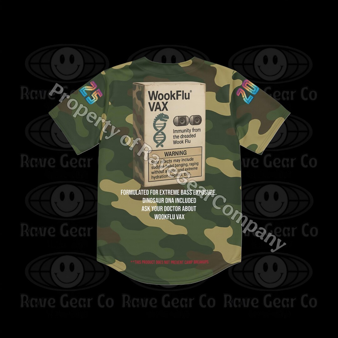 Wook Flu Baseball Jersey | Funny Rave Jersey for Lost Lands, Bassheads ...