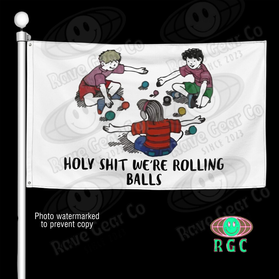 Rolling Balls Festival Flag | Festival Totem | Rave Flag | Funny Flag ...