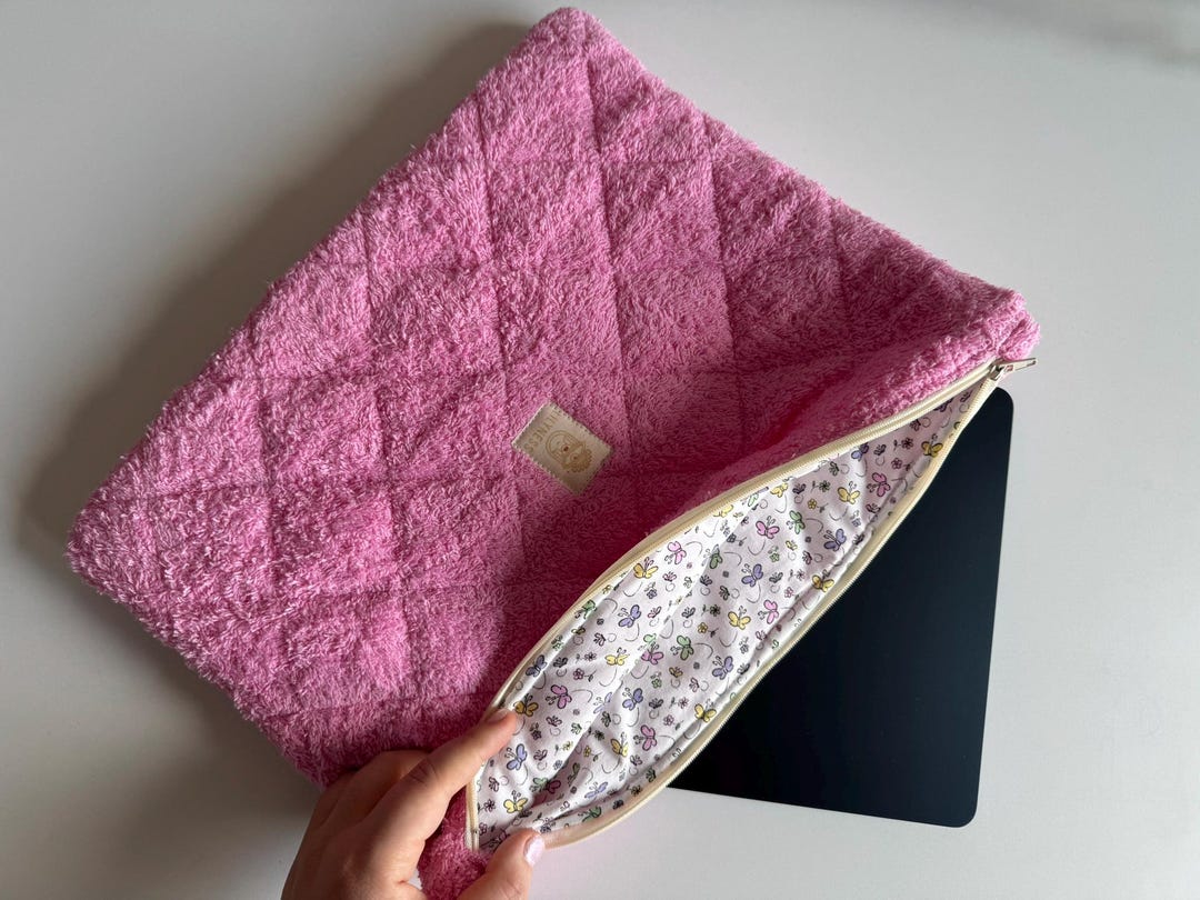 Pink Terry Laptop Sleeve,quilted Laptop Sleeve,pink MacBook Sleeve,ipad ...