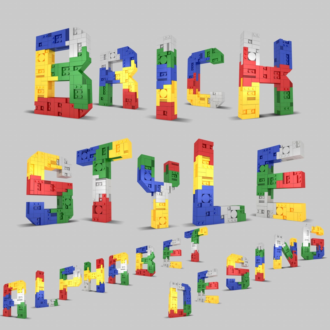 Brick Style Alphabet Design,original Brick Print Files,building Block ...