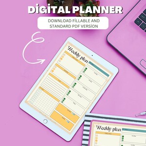 Minimalist Fillable Weekly Planner Template - Digital, Clean Design - Etsy