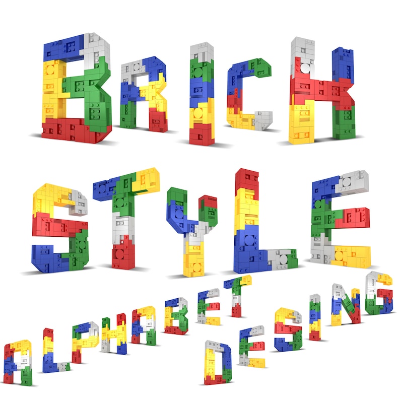 Brick Style Alphabet Design,original Brick Print Files,building Block ...