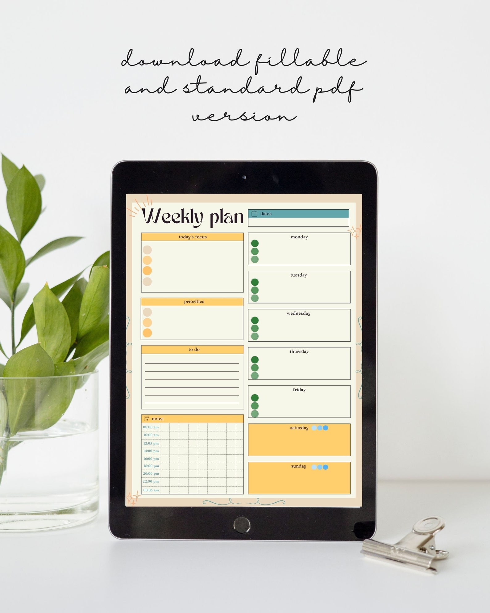 Minimalist Fillable Weekly Planner Template - Digital, Clean Design - Etsy