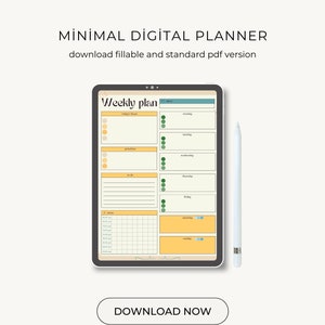 Minimalist Fillable Weekly Planner Template - Digital, Clean Design - Etsy